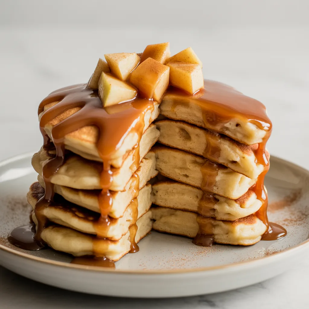 Apple Cinnamon Pancakes with Caramel Drizzle