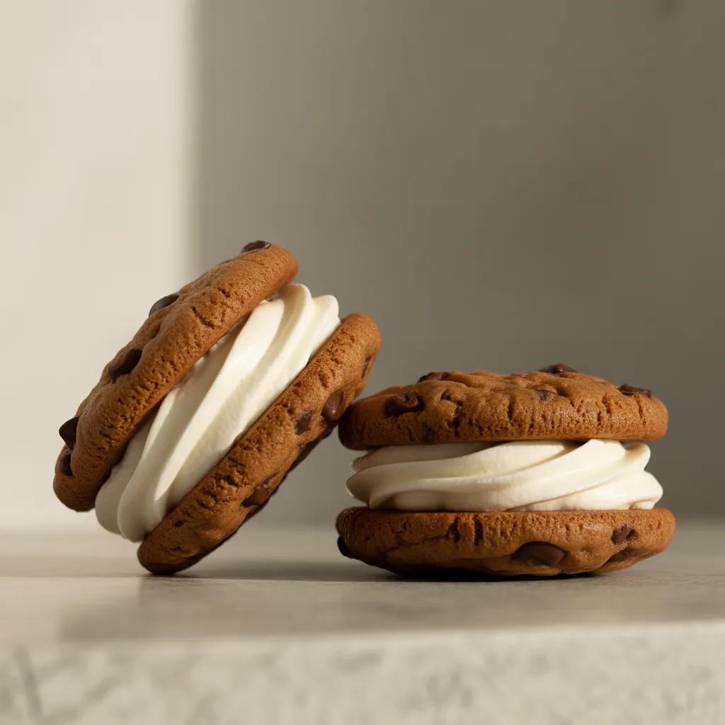 Chocolate Chip Cookie Sandwiches with Vanilla Cream
