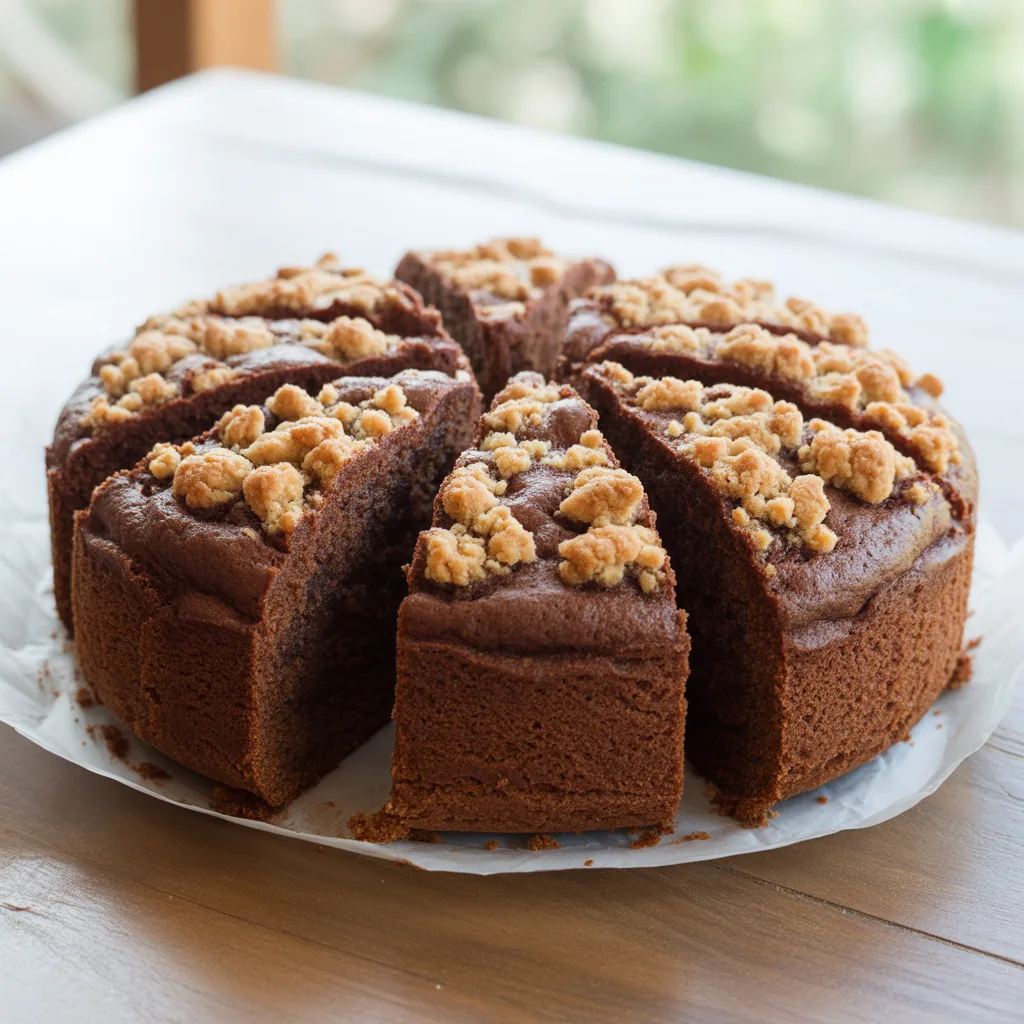 Decadent Chocolate Coffee Cake with a Soft Crumb Topping