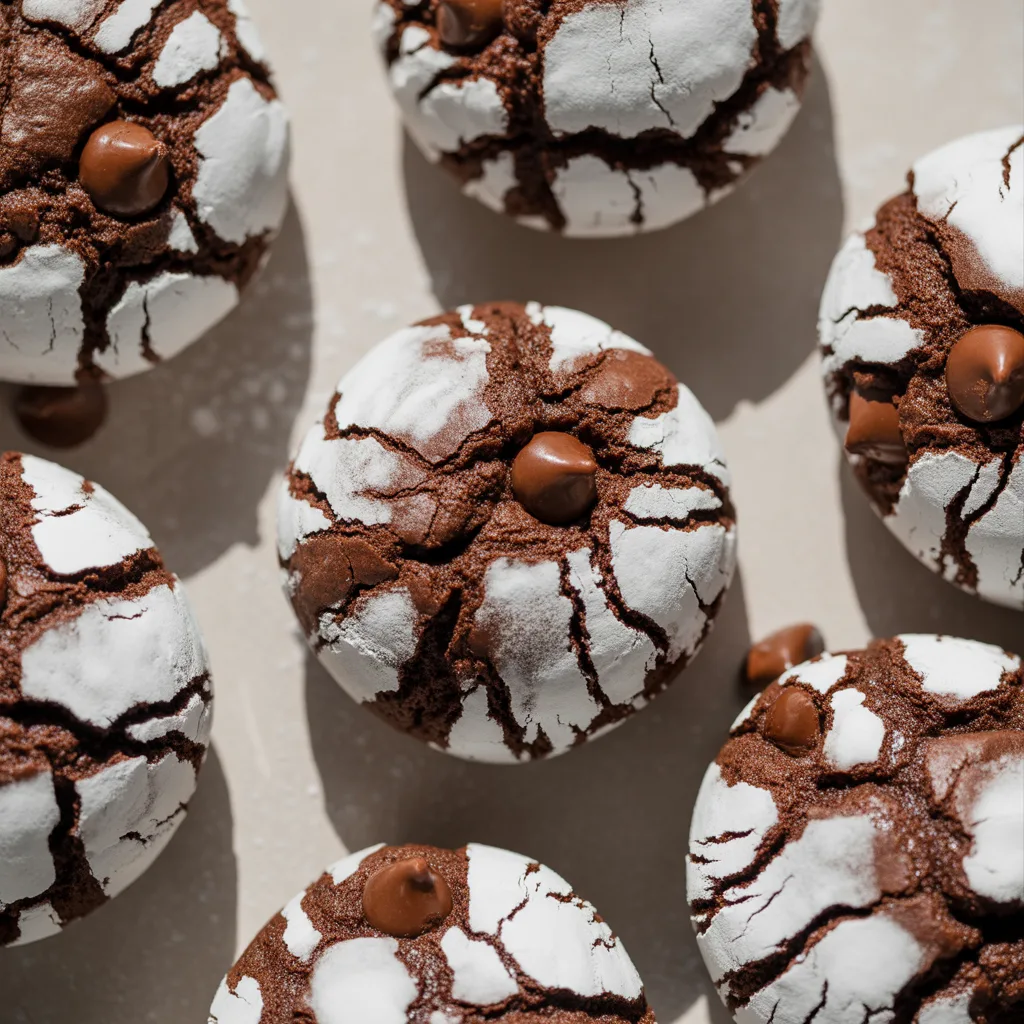 Double Chocolate Brownie Crinkle Cookies with Crackly Tops