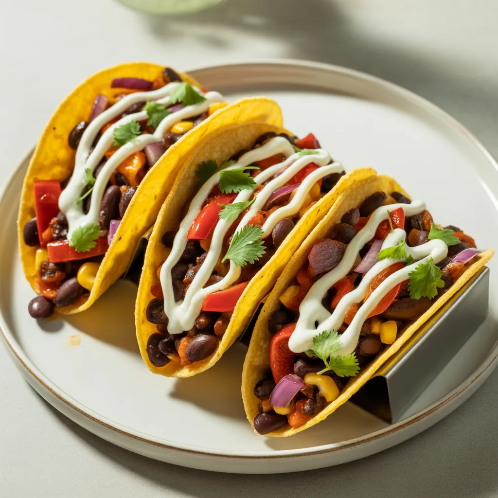 Sheet Pan Crispy Black Bean Tacos with Zesty Lime Crema
