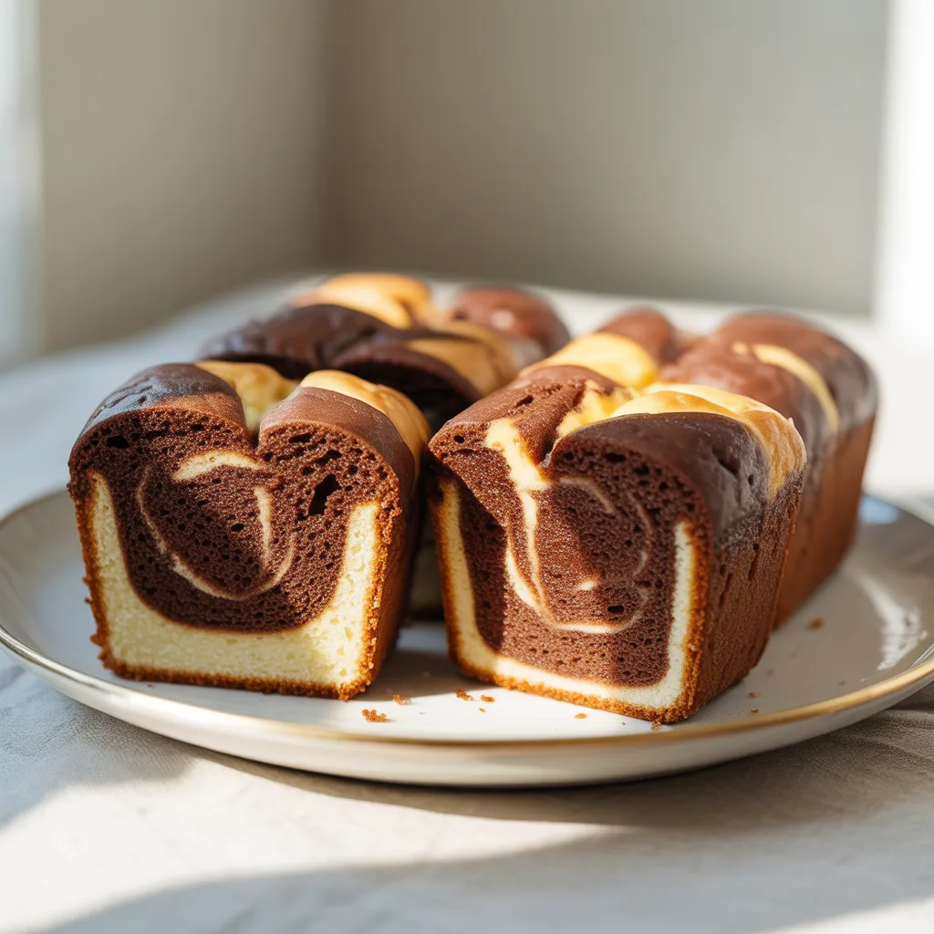 Chocolate Marble Snack Cake with Vanilla Swirl
