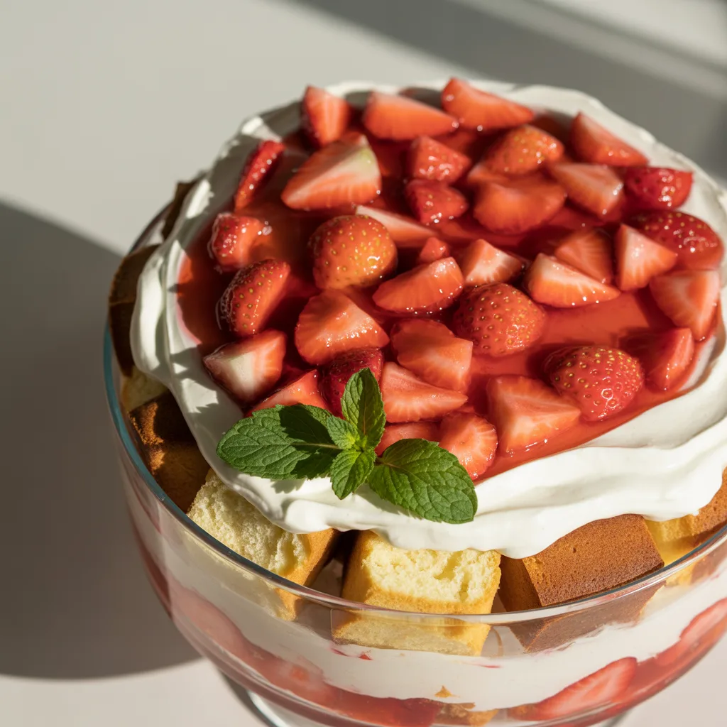 Strawberry Shortcake Trifle with Soft Cake & Whipped Cream